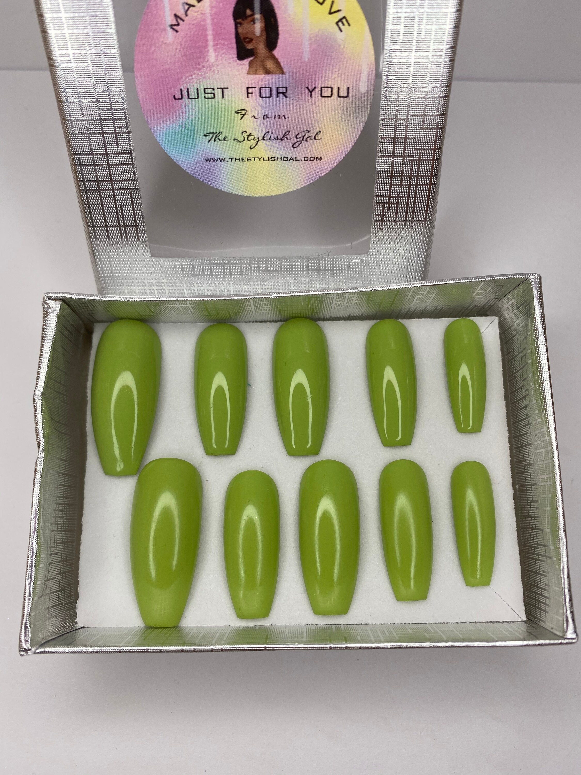 Lime Green Press on Nails | Stick on Nails | Glue on Nails | False ...