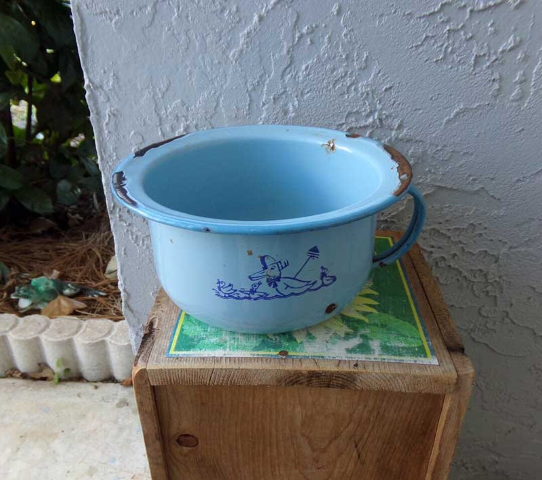 Blue Duck Enamel Chamber Pot, Duck Chamber Potty, Blue Potty, Enamel ...