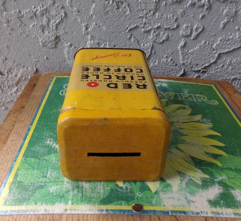 Red Circle Coffee Bank, Coffee Can Bank, Vintage Coin Bank, Coffee ...