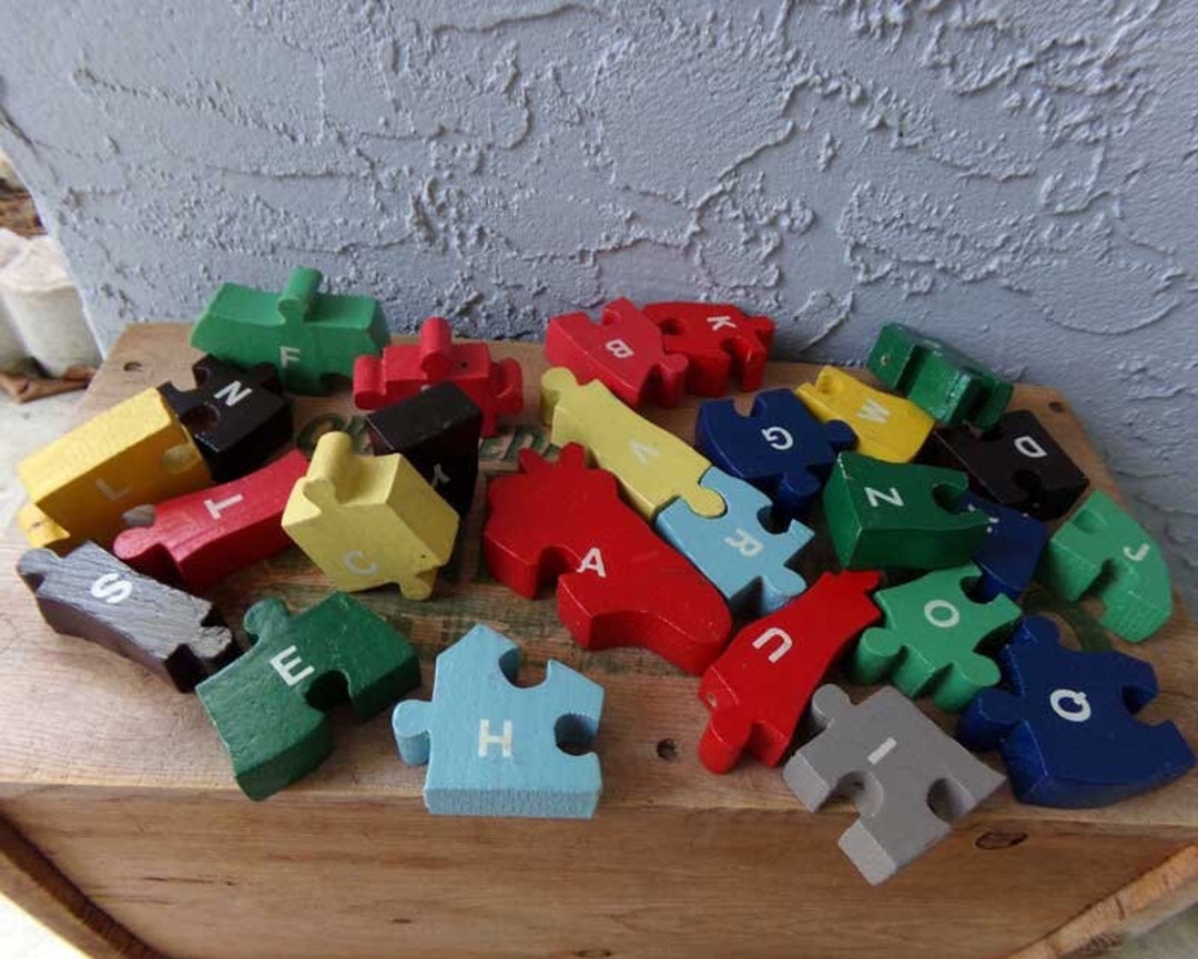 Wooden Jigsaw Puzzle Pieces, Wooden Puzzle Pieces, Letter Puzzle Pieces ...