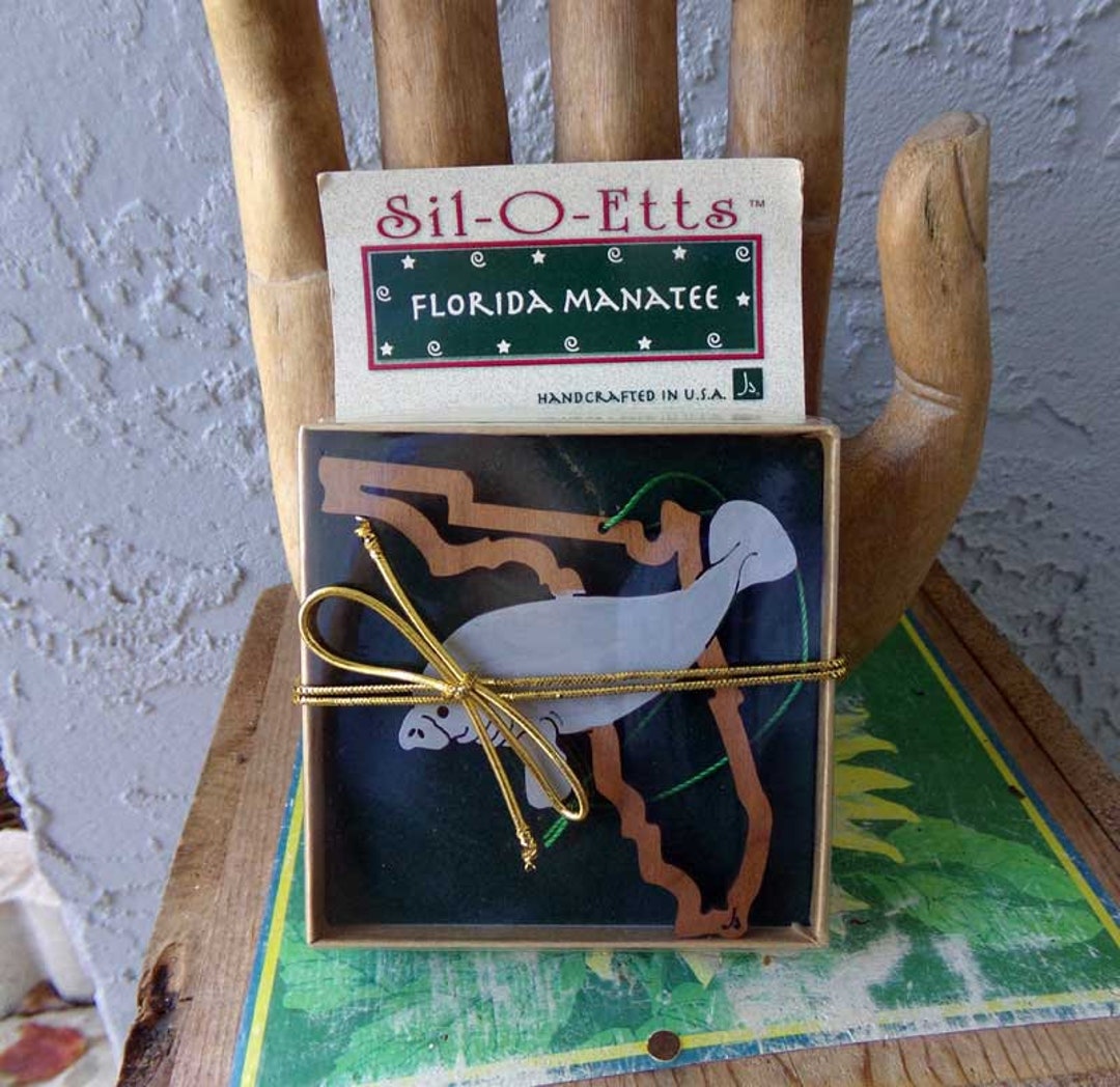 Florida Manatee Christmas Ornament, Wooden Florida Manatee Ornament ...