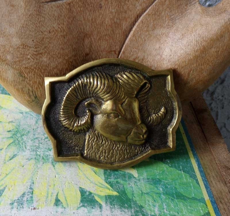 Ram Brass Belt Buckle, Vintage Brass Buckle, Ram, BTS Brass Buckle ...