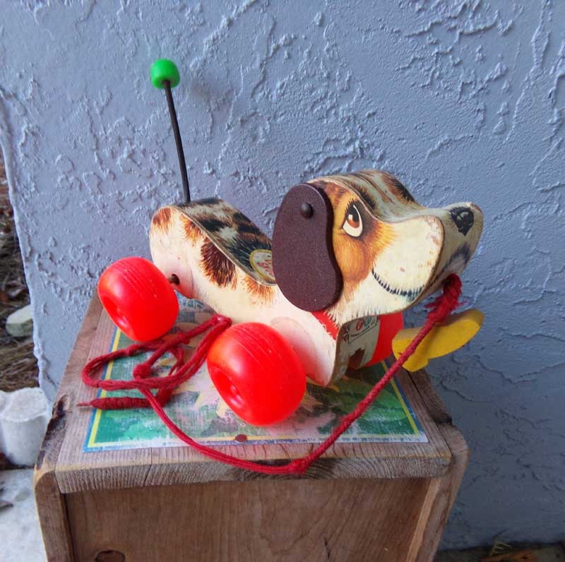 Fisher Price Little Snoopy Pull Toy 1965, Wooden Dog Pull Toy, Vintage ...
