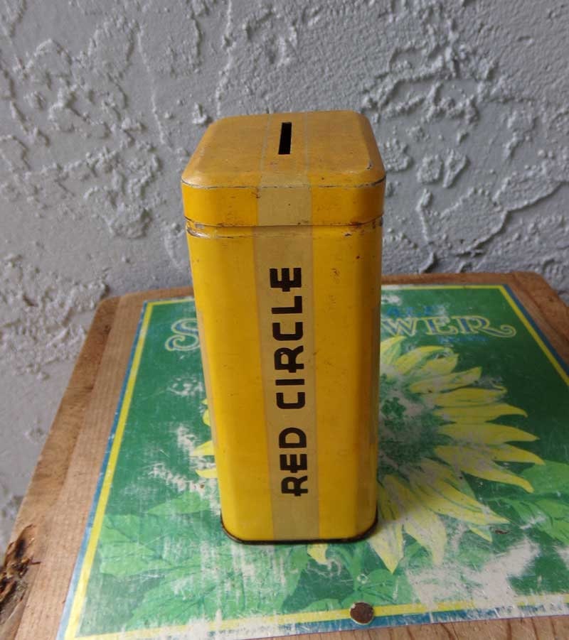 Red Circle Coffee Bank, Coffee Can Bank, Vintage Coin Bank, Coffee ...