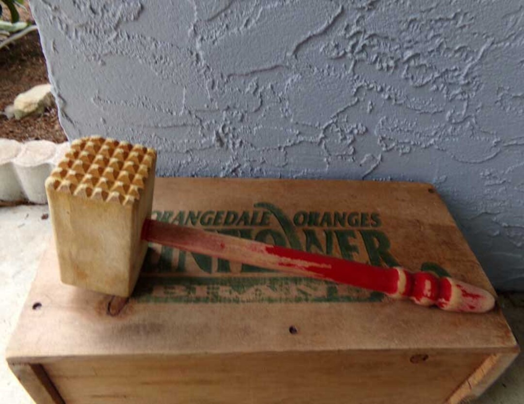 Vintage Women Mallet, Red Handle Mallet, Woo Mallet, Red Wooden Mallet ...