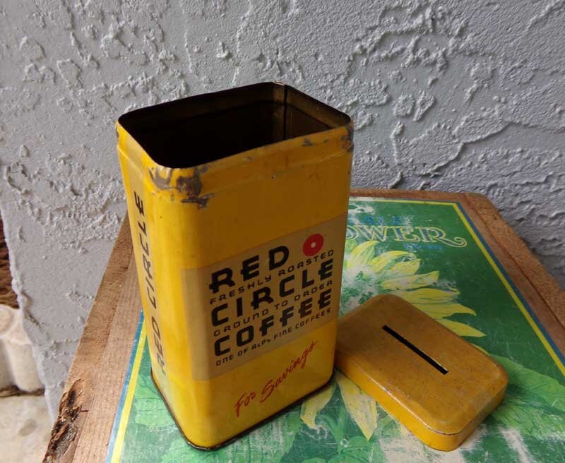 Red Circle Coffee Bank, Coffee Can Bank, Vintage Coin Bank, Coffee ...