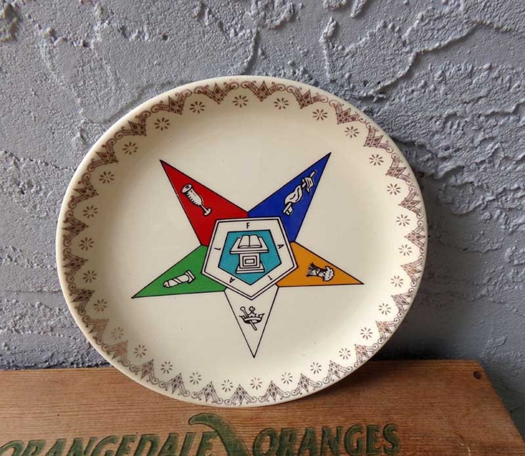 Eastern Star Plate, Eastern Star Dish, Vintage Eastern Star Decorative ...