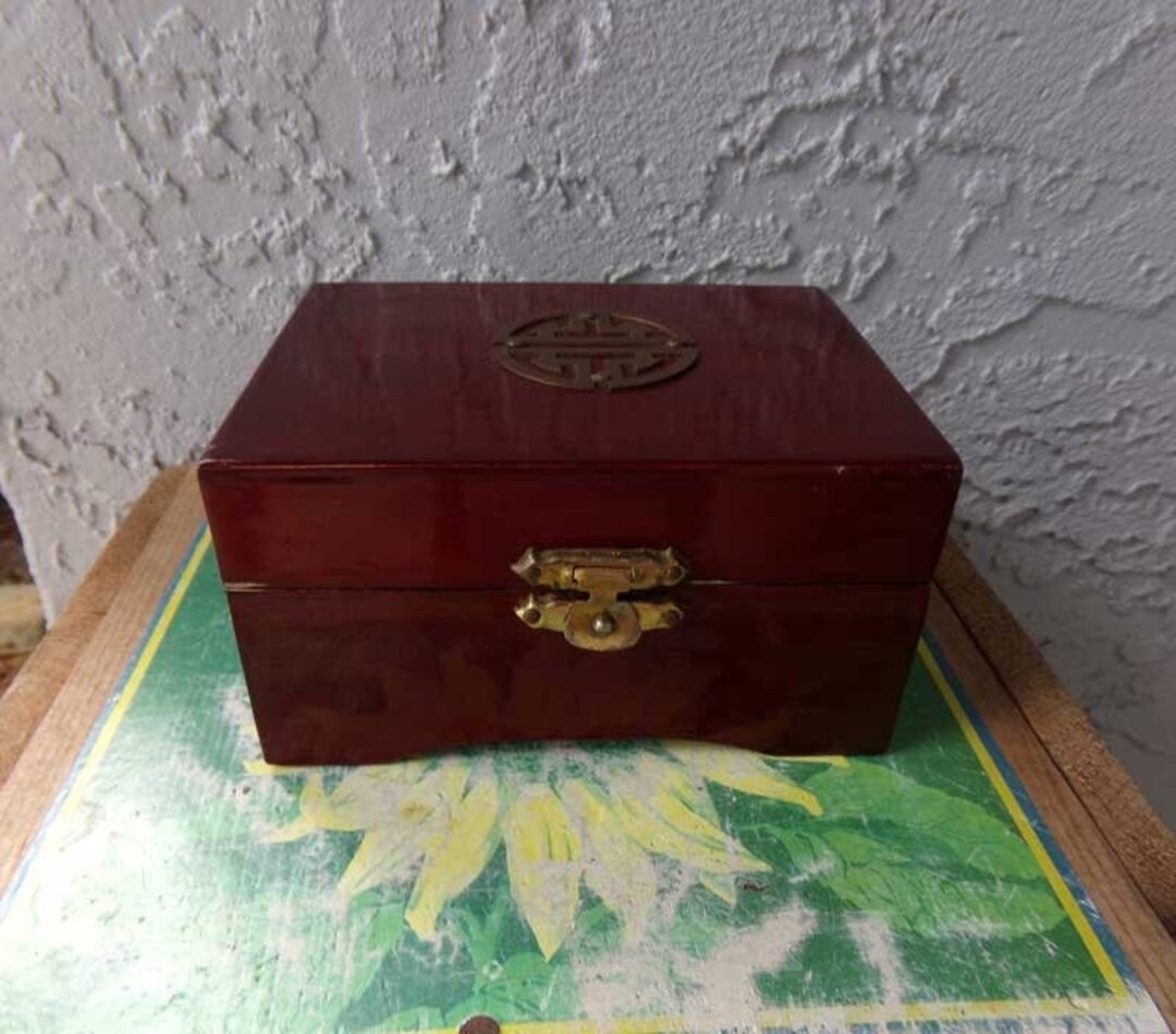 Asian Jewelry Box, Travel Jewelry Box, Vintage Wooden Jewelry Box ...