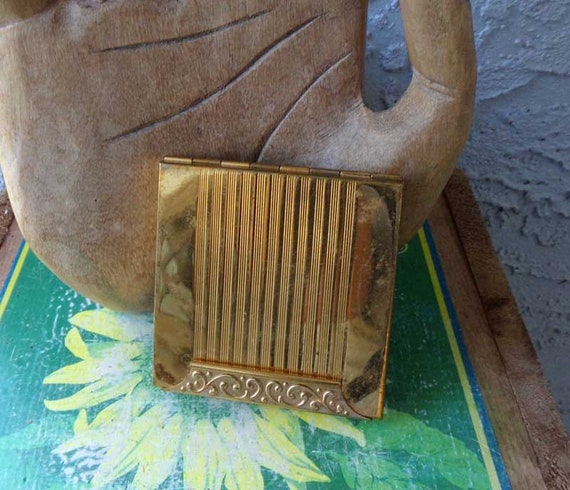 Avon compact mirror, Avon makeup compact, brass compa… - Gem