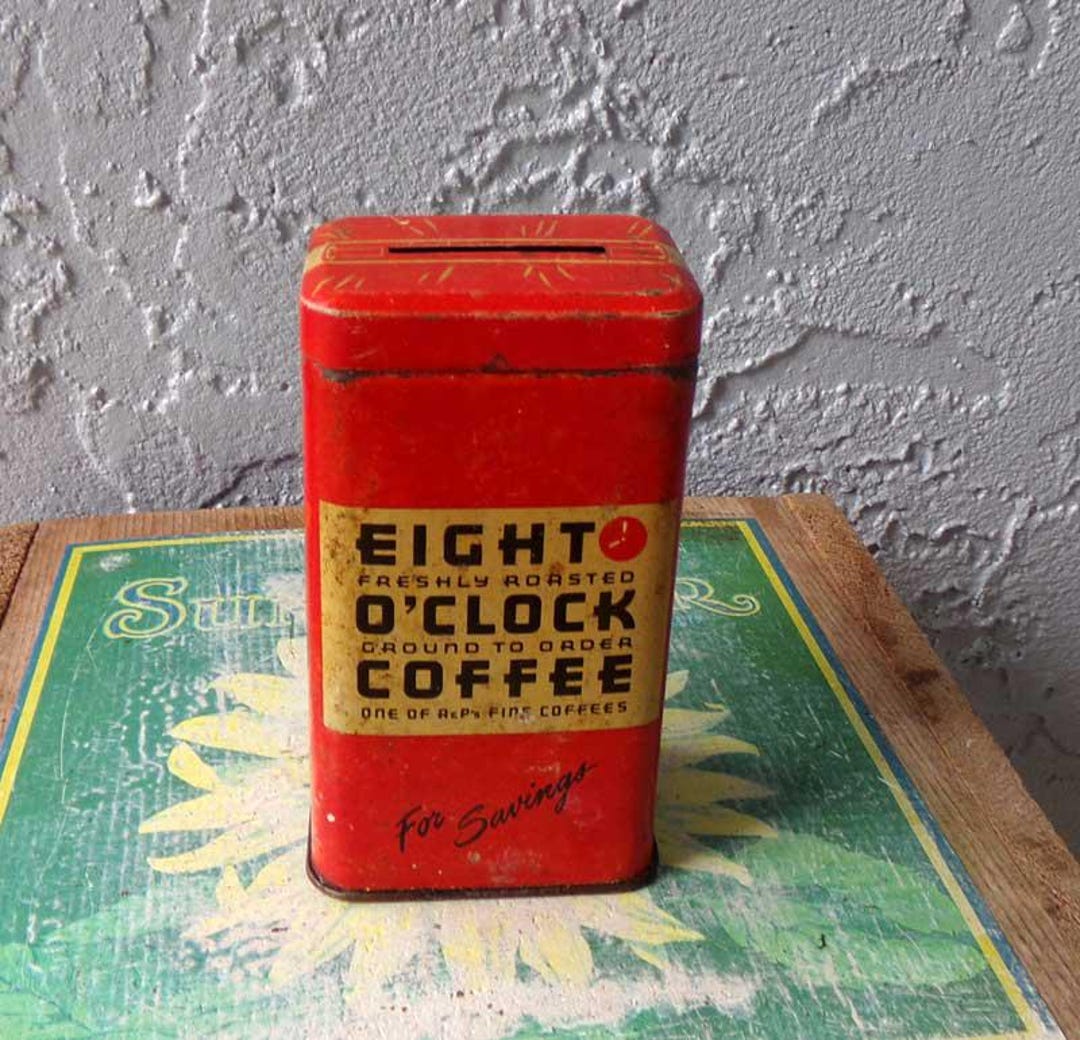 Eight O'clock Coffee Bank, Coffee Can Bank, Vintage Coin Bank, Coffee ...