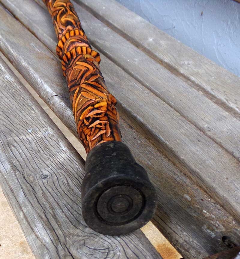 Carved Wood Walking Stick, African Head Carved Walking Stick, Hand ...