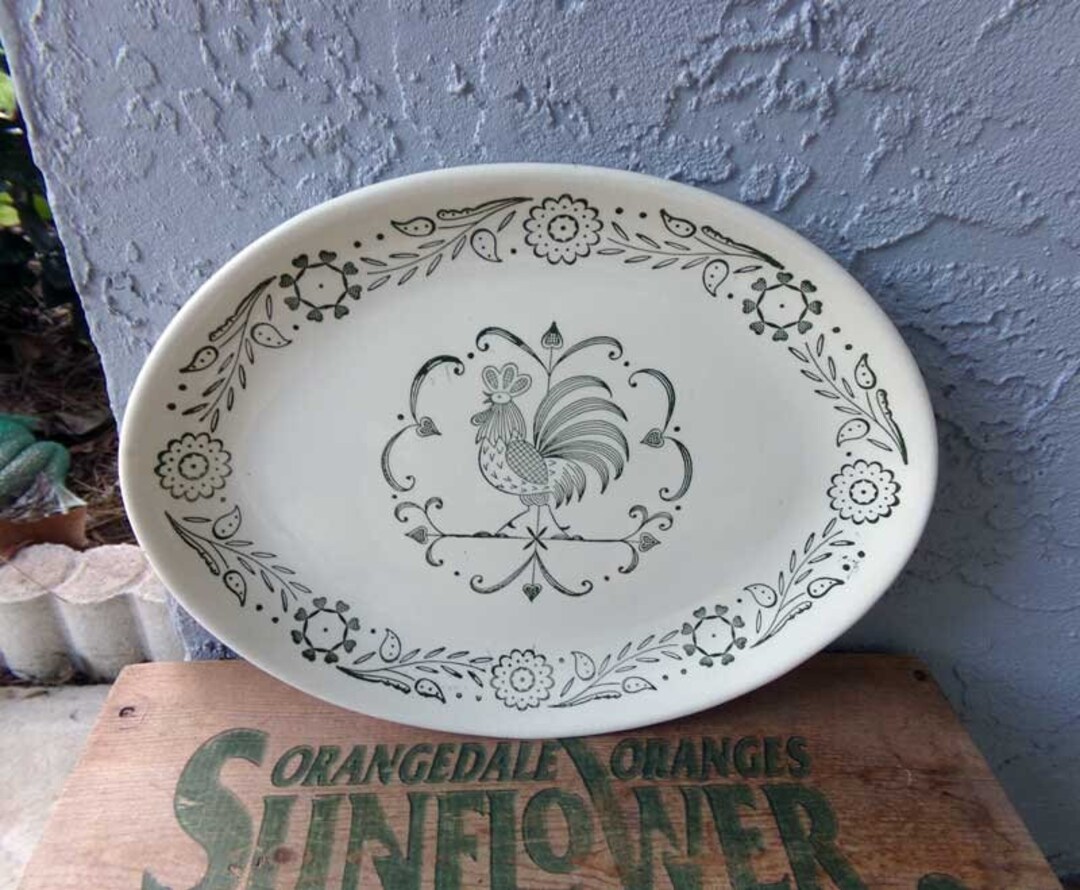 Rooster Platter, Scio Provincial Rooster Platter, Ceramic Rooster ...