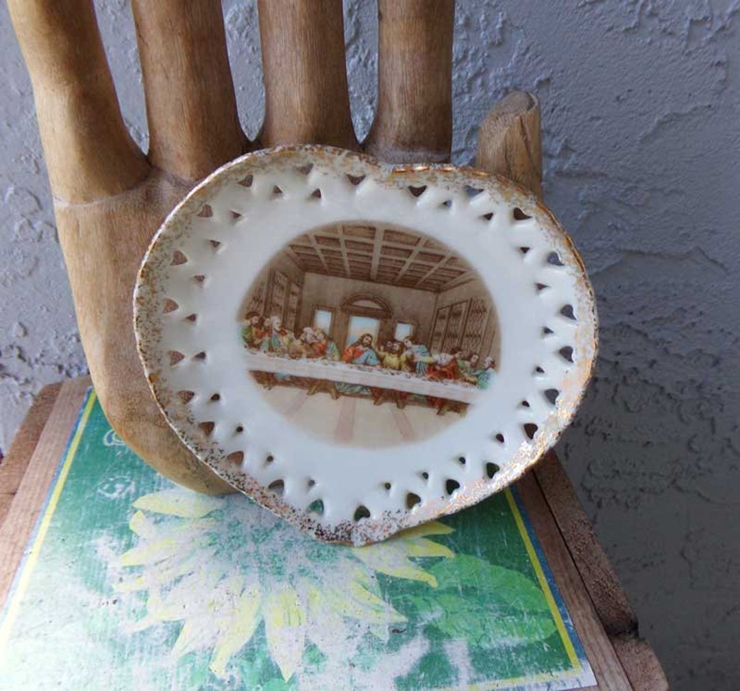 Last Supper Plate, Heart Shape Last Supper Plate, Vintage Religious ...
