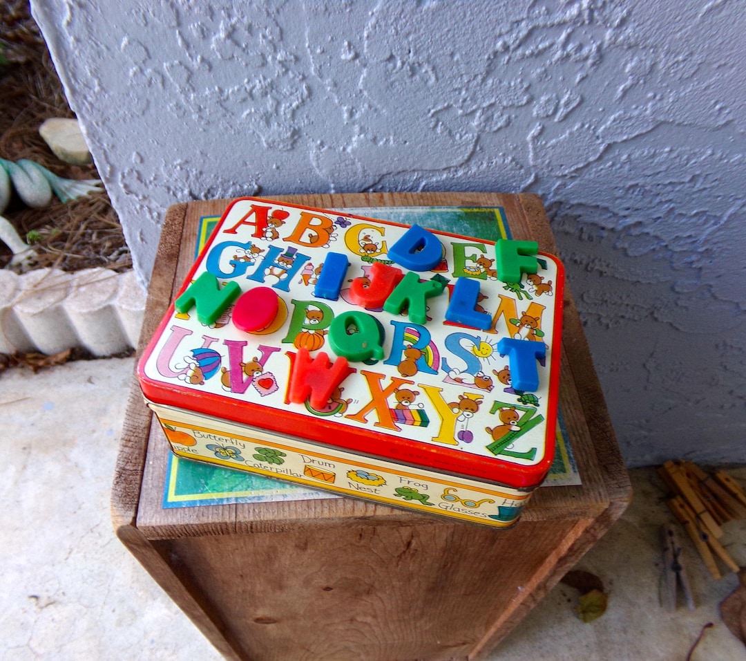 J.S.N.Y. Alphabet Tin, Alphabet Tin Can, Vintage Alphabet Tin, Vintage ...