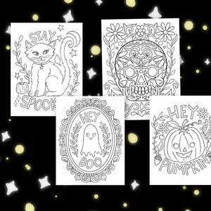 Halloween Coloring Pages, Four Full-page Coloring Sheets, Halloween ...