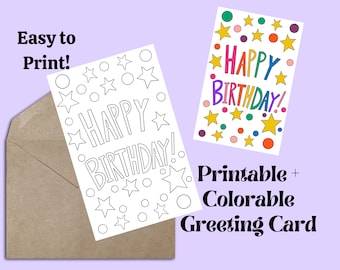 Printable Dolphin Coloring Birthday Card, Print at Home Birthday Card ...