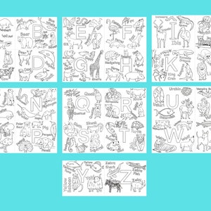 Animal Abcs Coloring Flash Cards, Printable Animal Flash Cards, ABC ...