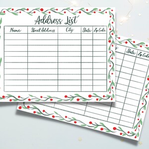 Simple Holiday Address List / Printable Address Spreadsheet for Holiday ...