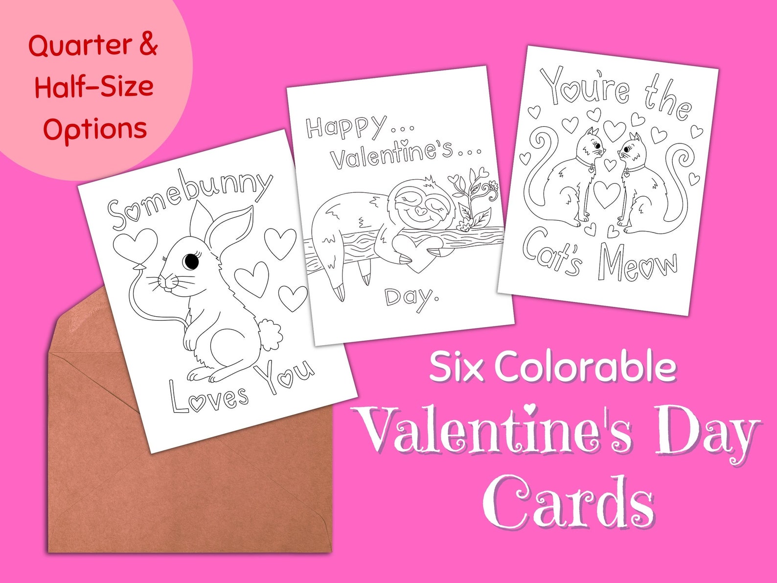 Printable and Colorable Valentine Cards, Valentine Mini Cards ...
