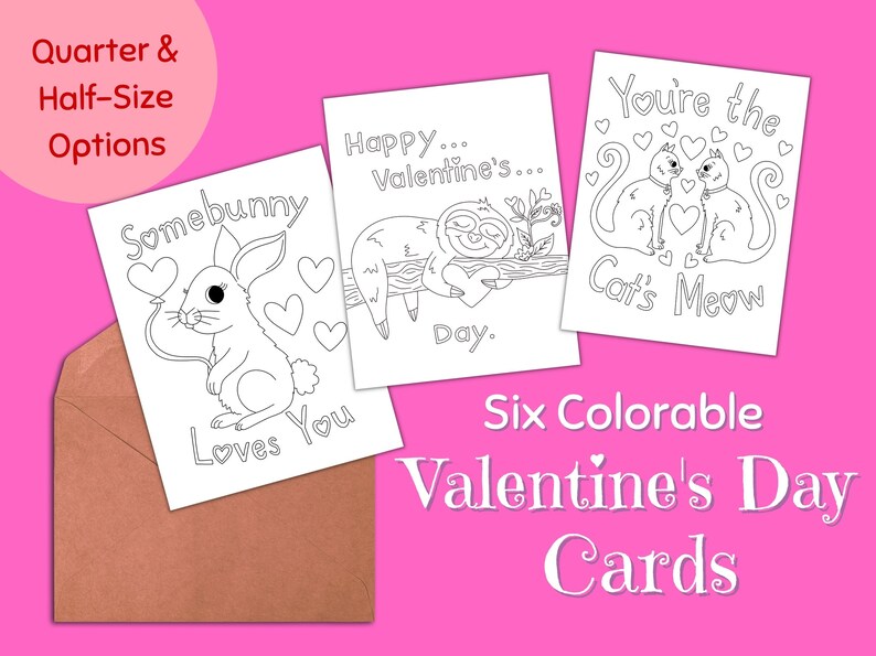 Printable and Colorable Valentine Cards, Valentine Mini Cards ...