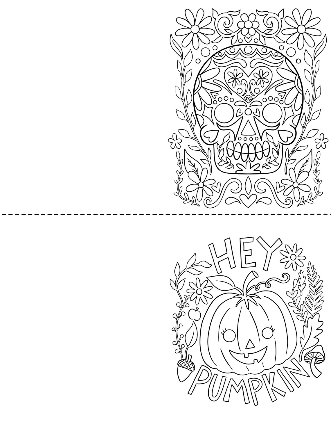 Printable and Colorable Halloween Cards Halloween Mini Cards - Etsy