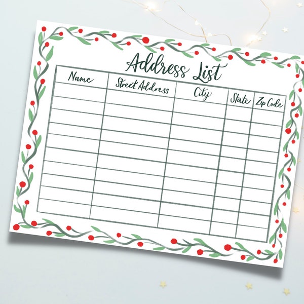 Christmas List Address Book - Etsy