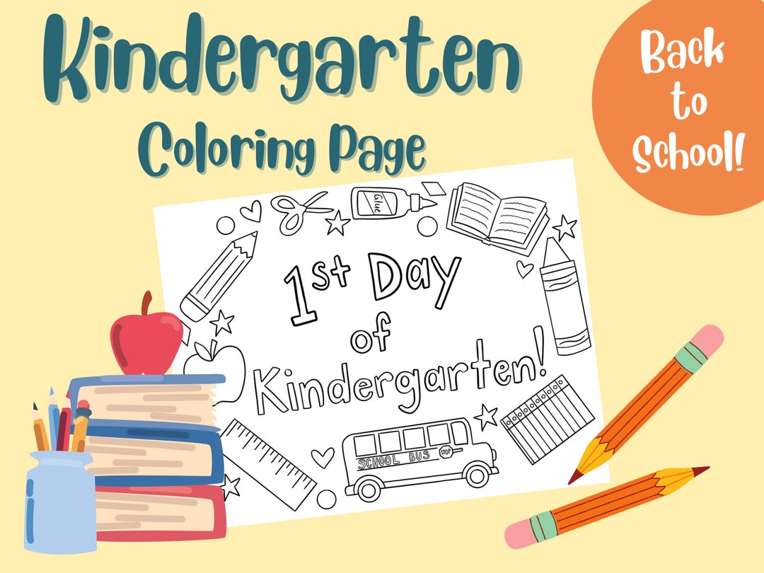 Kindergarten Coloring Page, Back to School Printable Coloring Sheet ...
