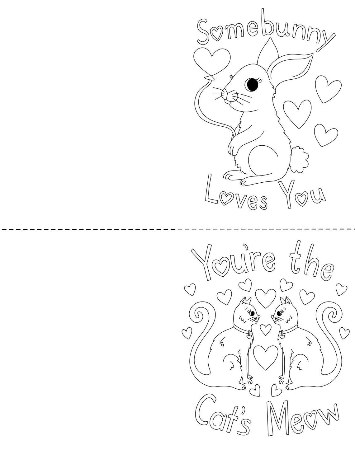 Printable and Colorable Valentine Cards, Valentine Mini Cards ...