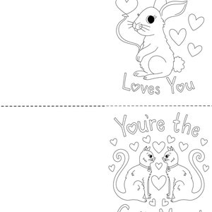 Printable and Colorable Valentine Cards, Valentine Mini Cards ...