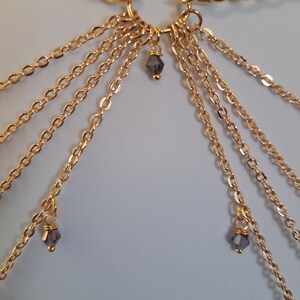 Chunky Gold Colored Waist Chain With Draping Chain and Faceted Bicone ...
