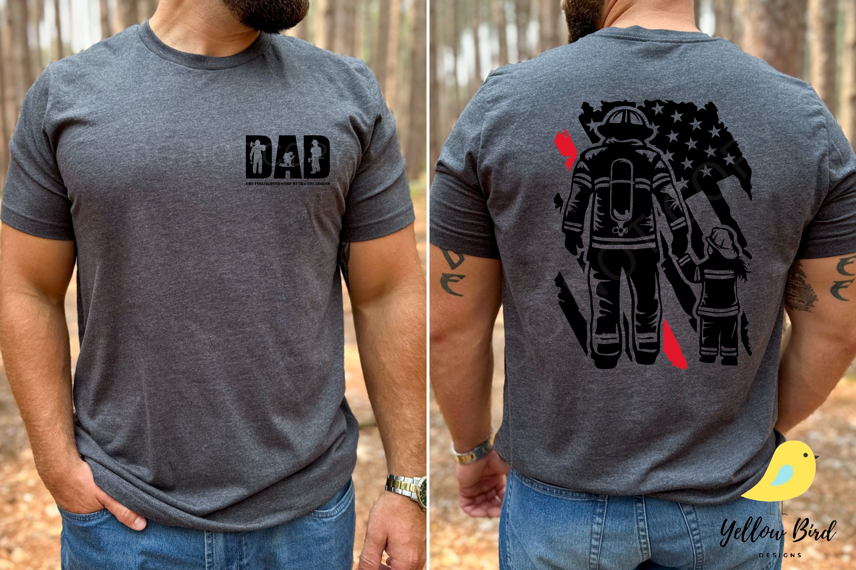 Dad Firefighter Shirt Men's Graphic Tee Red Line Shirt Fire Dad ...