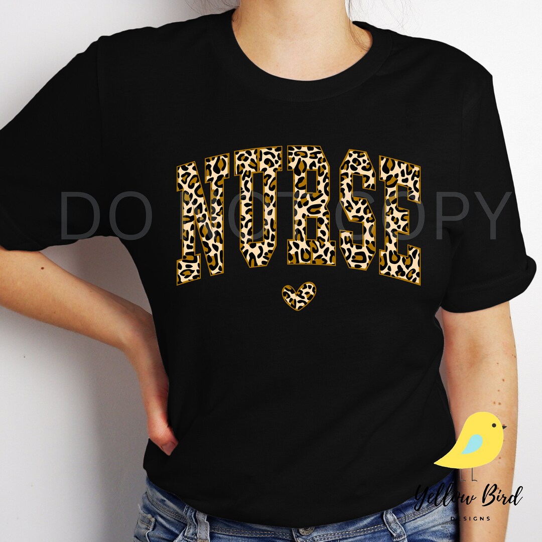 Nurse Leopard Print Gift Plus Size Graphic Tee Nurse Shirt Healthcare ...