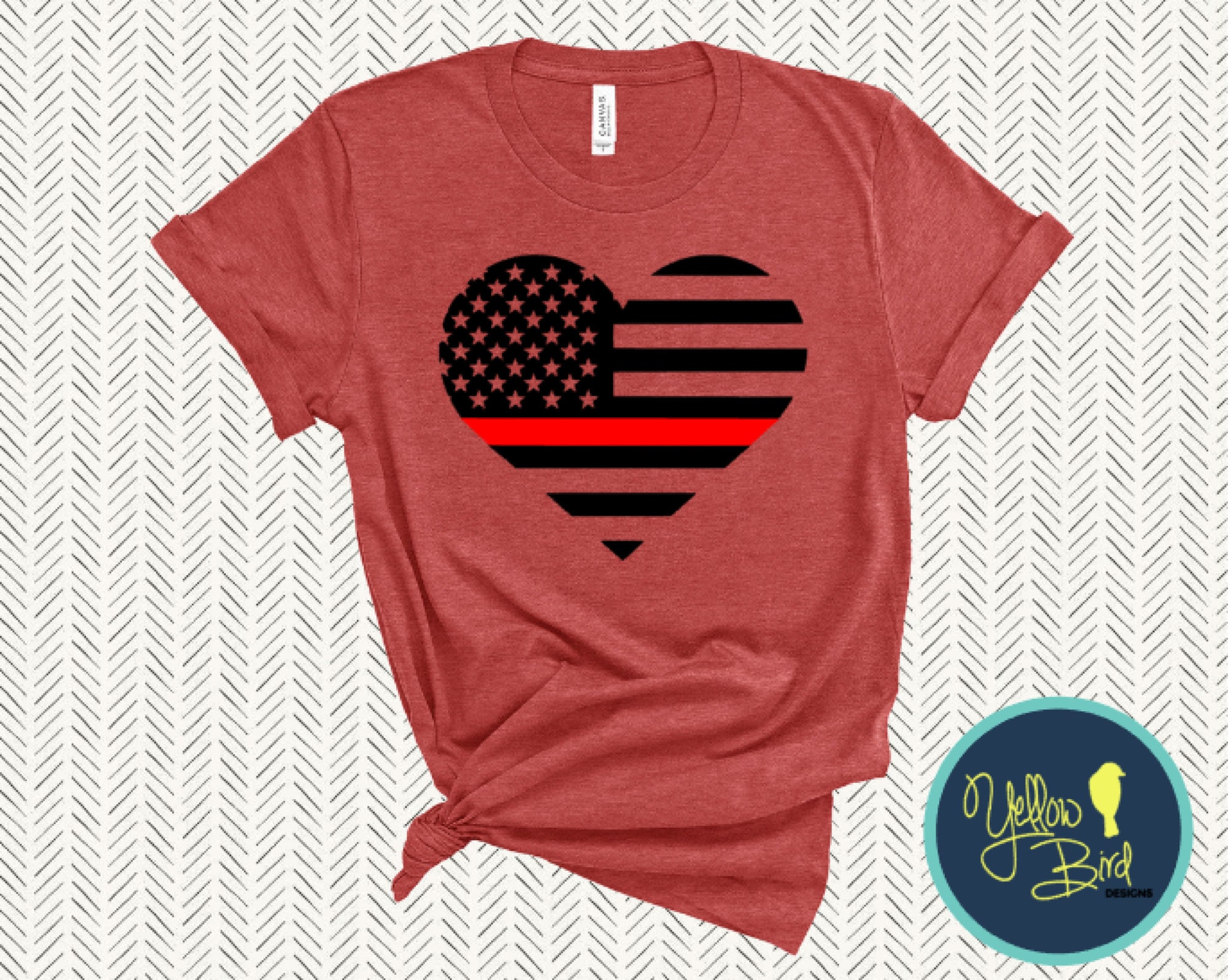 Thin Red Line Heart Bella Canvas T-shirt Women's - Etsy
