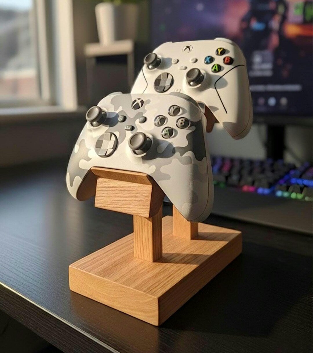 Controller Stand – Holds 2 Xbox Controllers – Gamer Desk Accessory ...