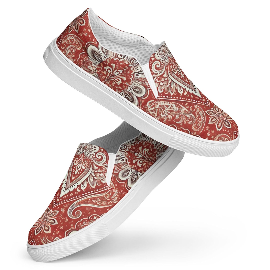 Red Bandana Mens Slip-on Canvas Shoes Hiphop Trap Rap Gang Gangsta Brim ...