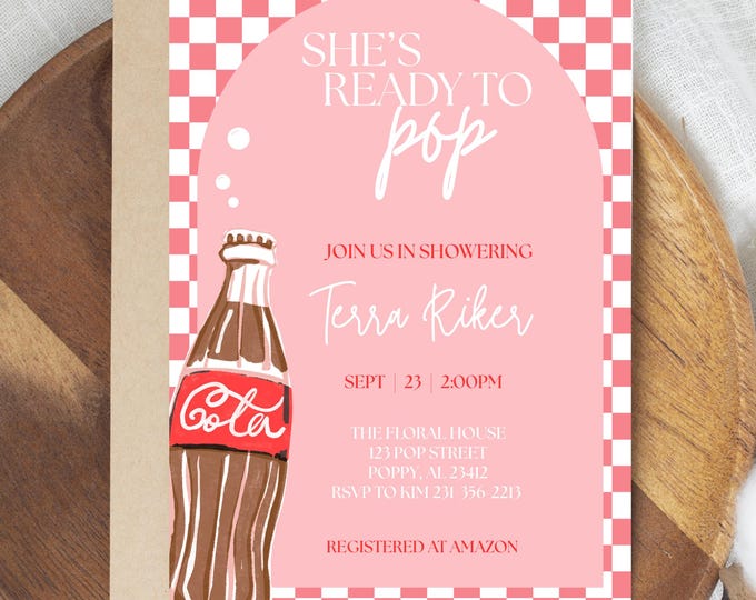 She’s Ready to Pop Baby Shower Invitation | Soda Pop Theme | Editable ...
