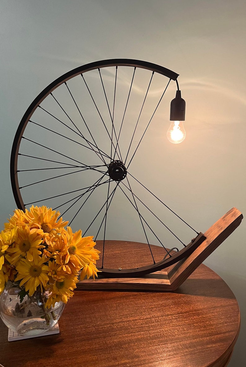 Bicycle Wheel Lamp Industrial Bike Table Lamp Desk Lamp - Etsy