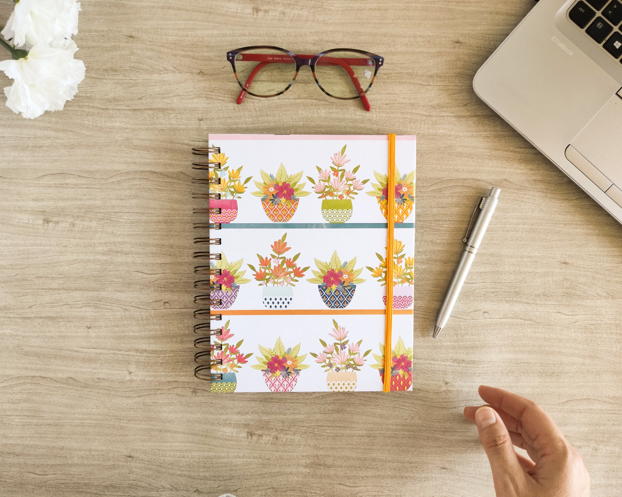 Personalized Flowers in Pots Notebook With Dividers, Floral Customized ...