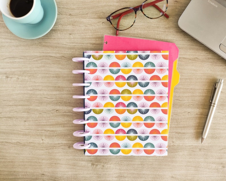 Circles Discbound Planner With Tabs, Personalized Retro Style Notebook ...