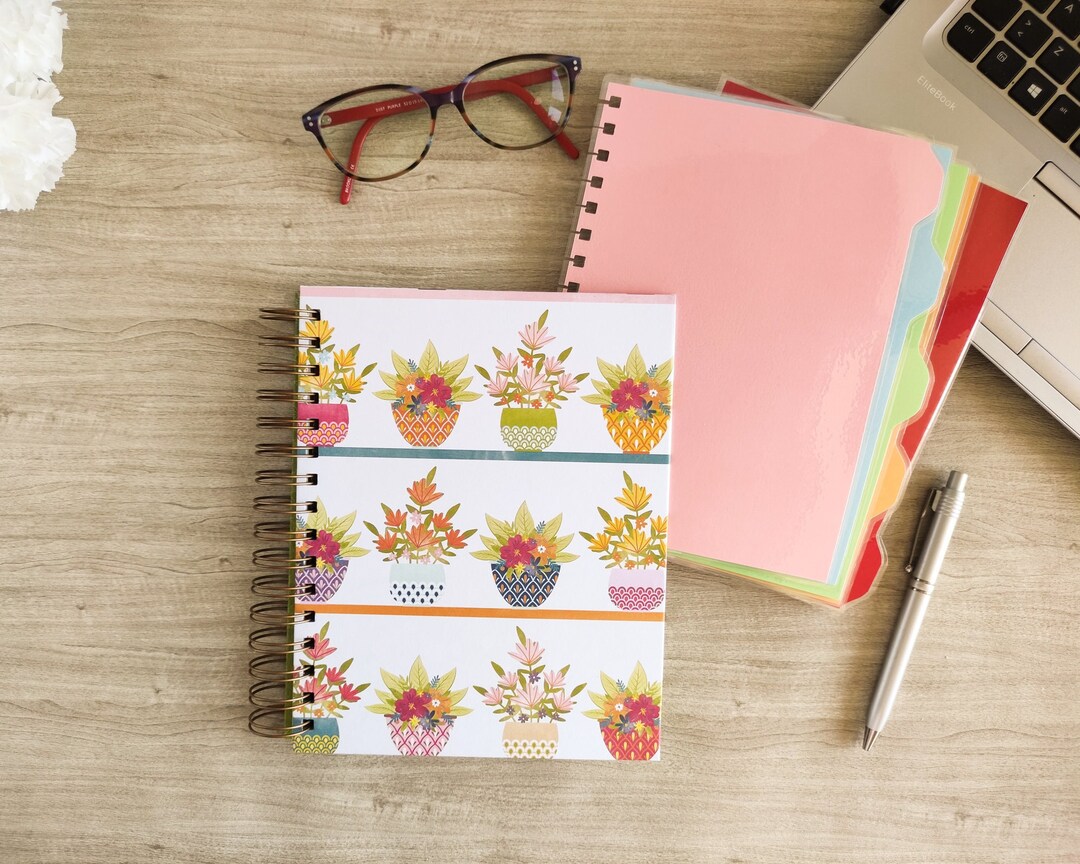 Personalized Flowers in Pots Notebook With Dividers, Floral Customized ...