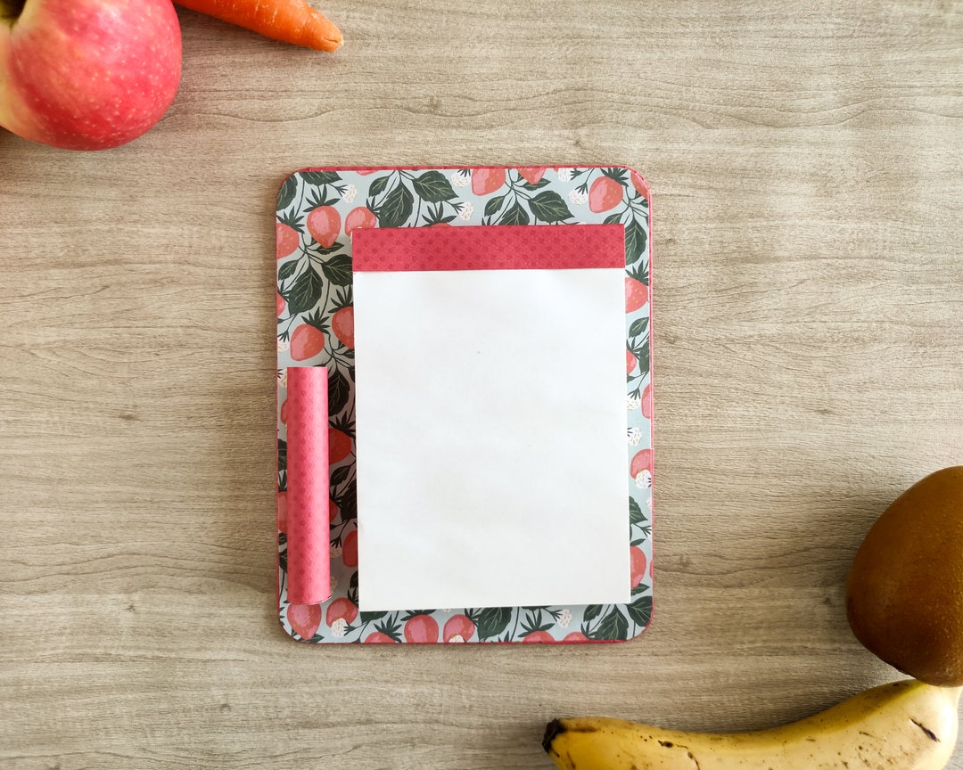 Wild Strawberries Refrigerator Notepad Holder, Cute Magnetic Notepad ...