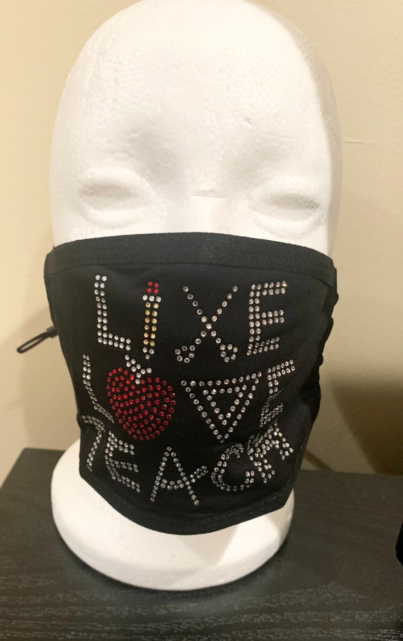 Teacher Rhinestone Bling Face Mask Inspirational Face Mask Back to ...