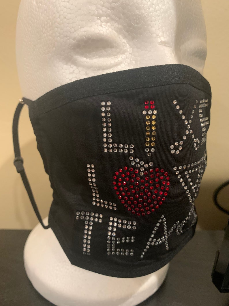 Teacher Rhinestone Bling Face Mask Inspirational Face Mask Back to ...