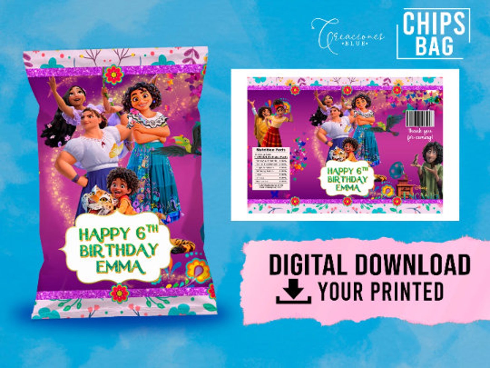 Encanto Birthday Party Pack Chip Bags Label Favor Label - Etsy