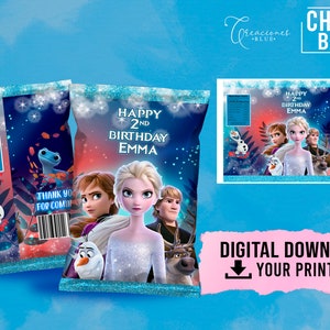 Frozen Birthday Party Chip Bag Label Juice Pouch Label - Etsy