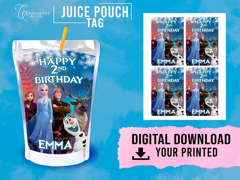 Frozen Birthday Party Chip Bag Label Juice Pouch Label - Etsy