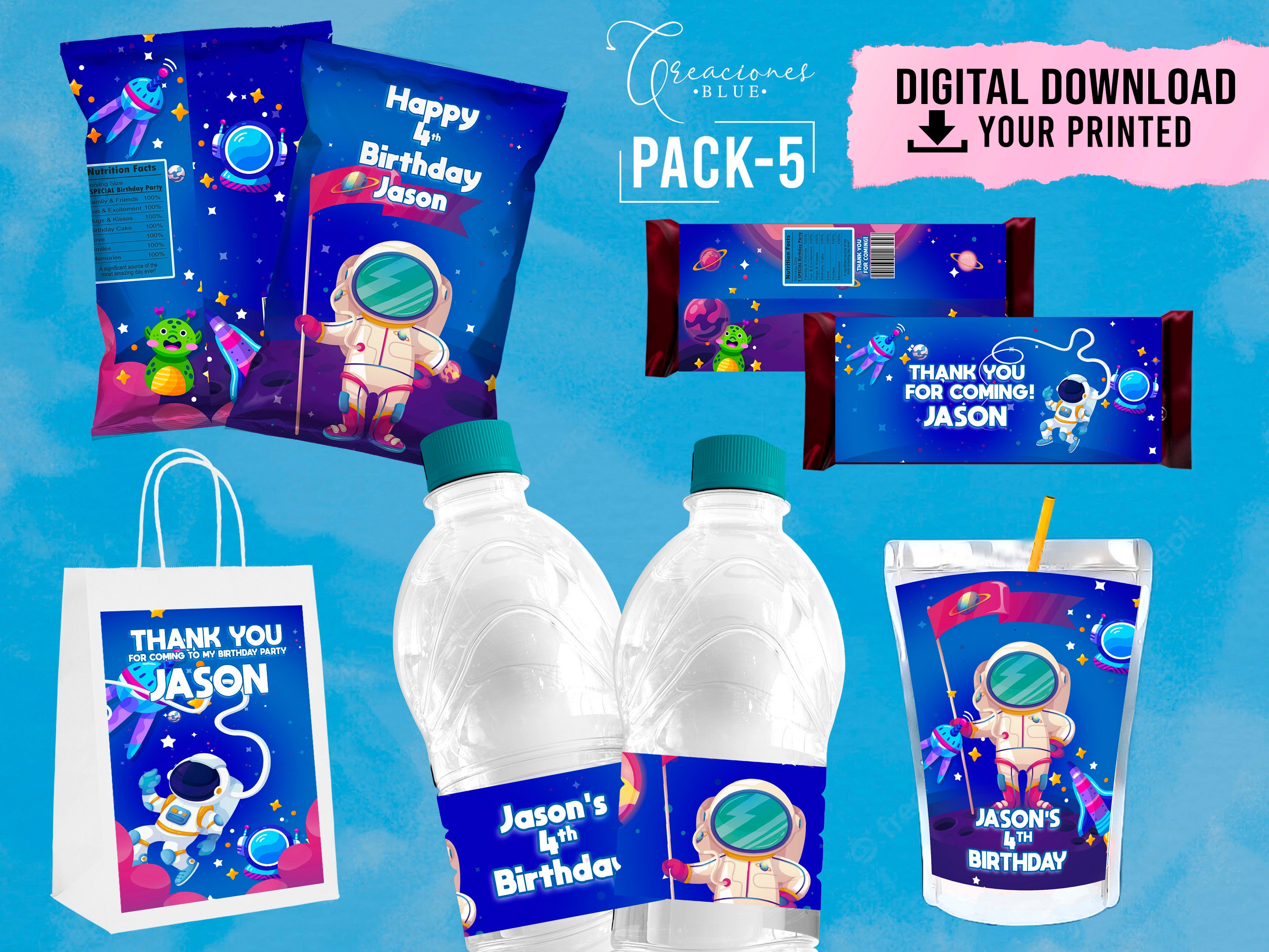 Space Birthday Party Labels Space Chip Bag Label Space - Etsy