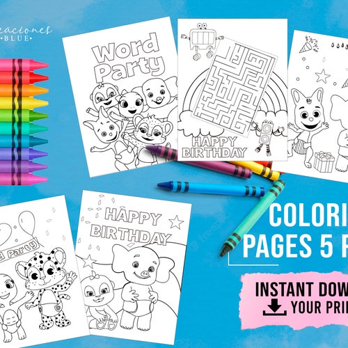 Word Party Coloring Pages - Etsy