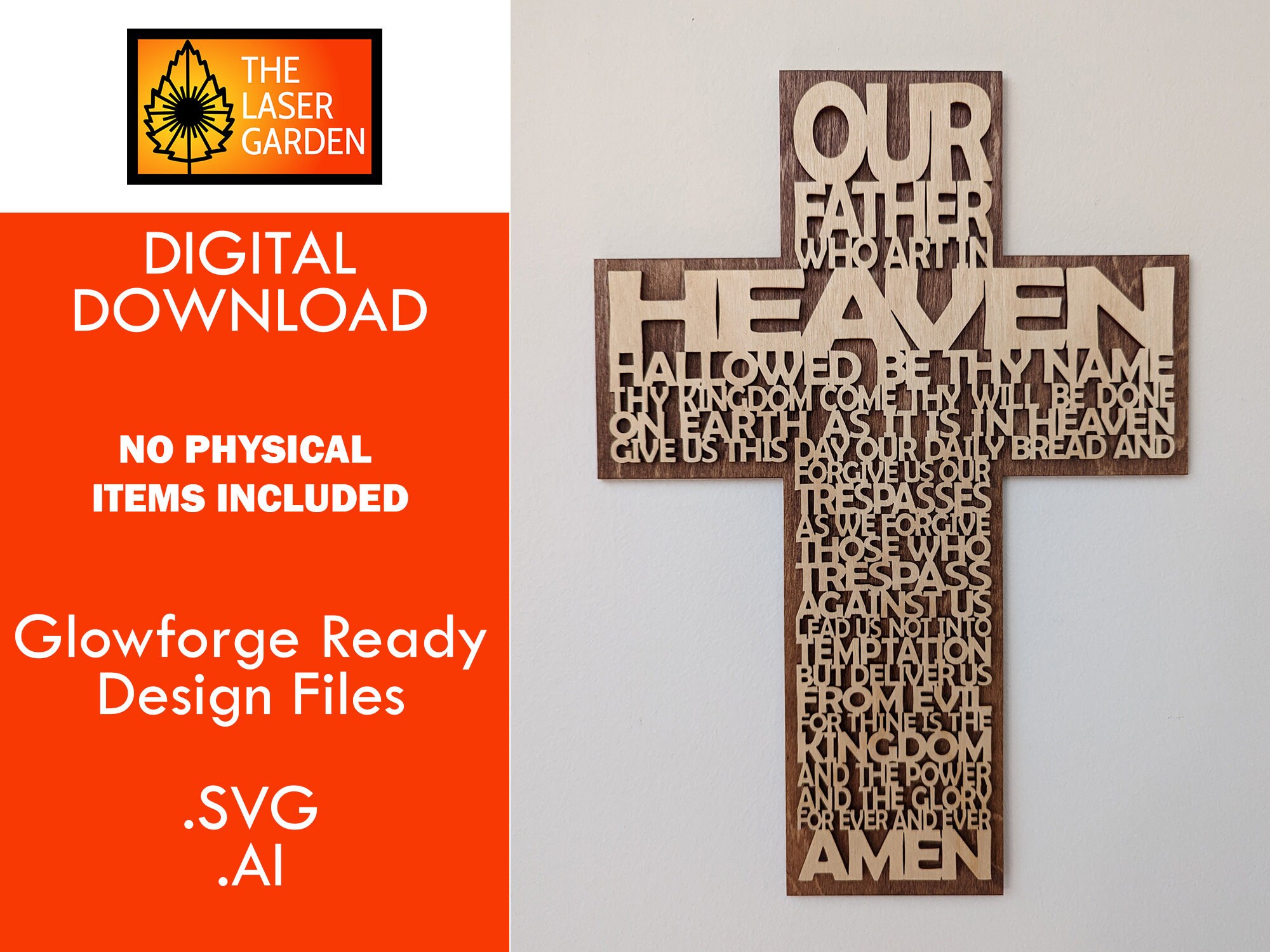 Our Father Cross - SVG/AI File Download - Glowforge Ready - Etsy Australia
