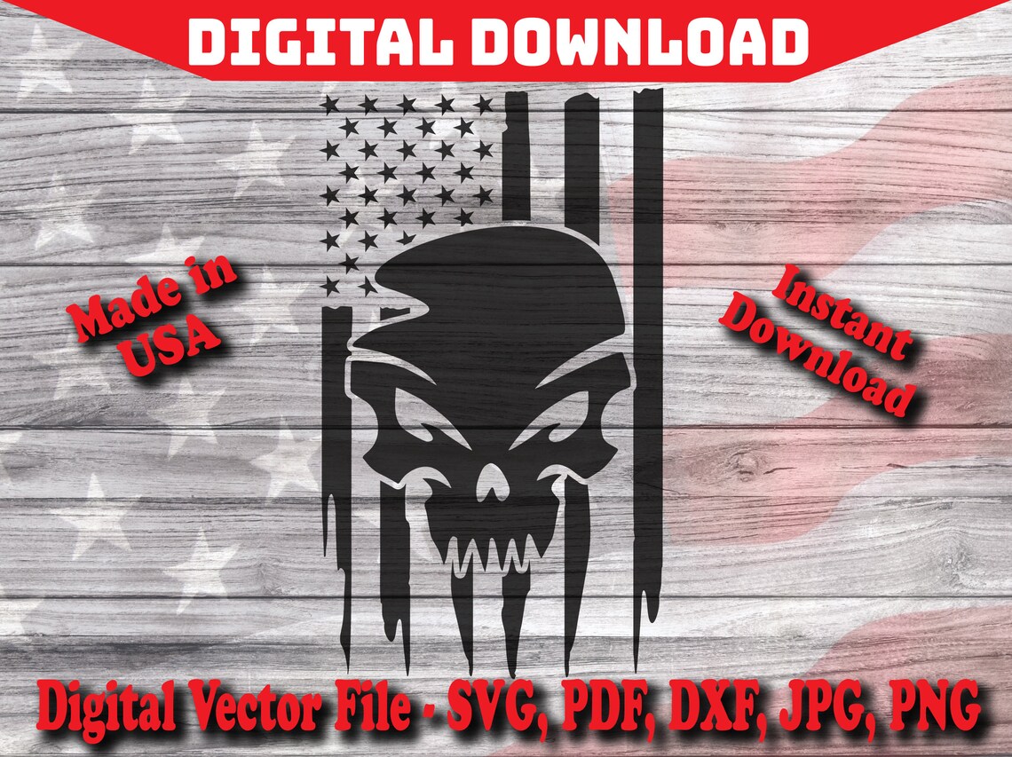 Distressed Skull USA Flag Digital Instant Download SVG - Etsy